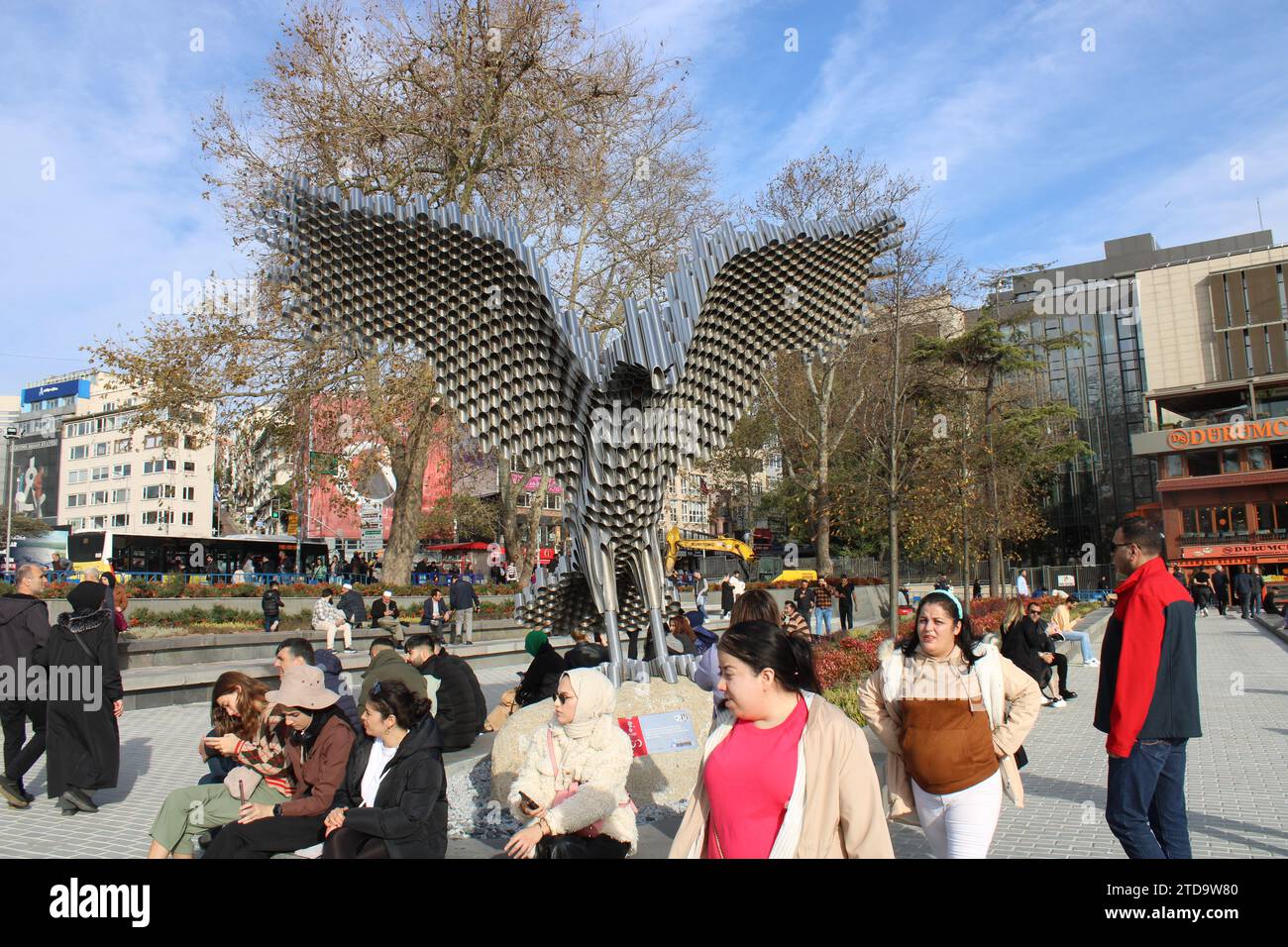 Metal tubular sculpture of an eagle in Besiktas Square in Istanbul by ...