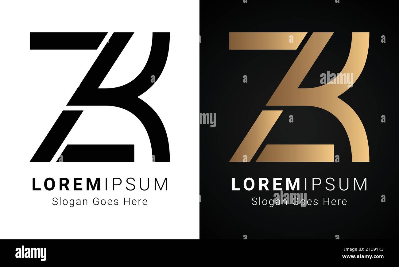 Luxury Initial ZK or KZ Monogram Text Letter Logo Design Stock Vector ...