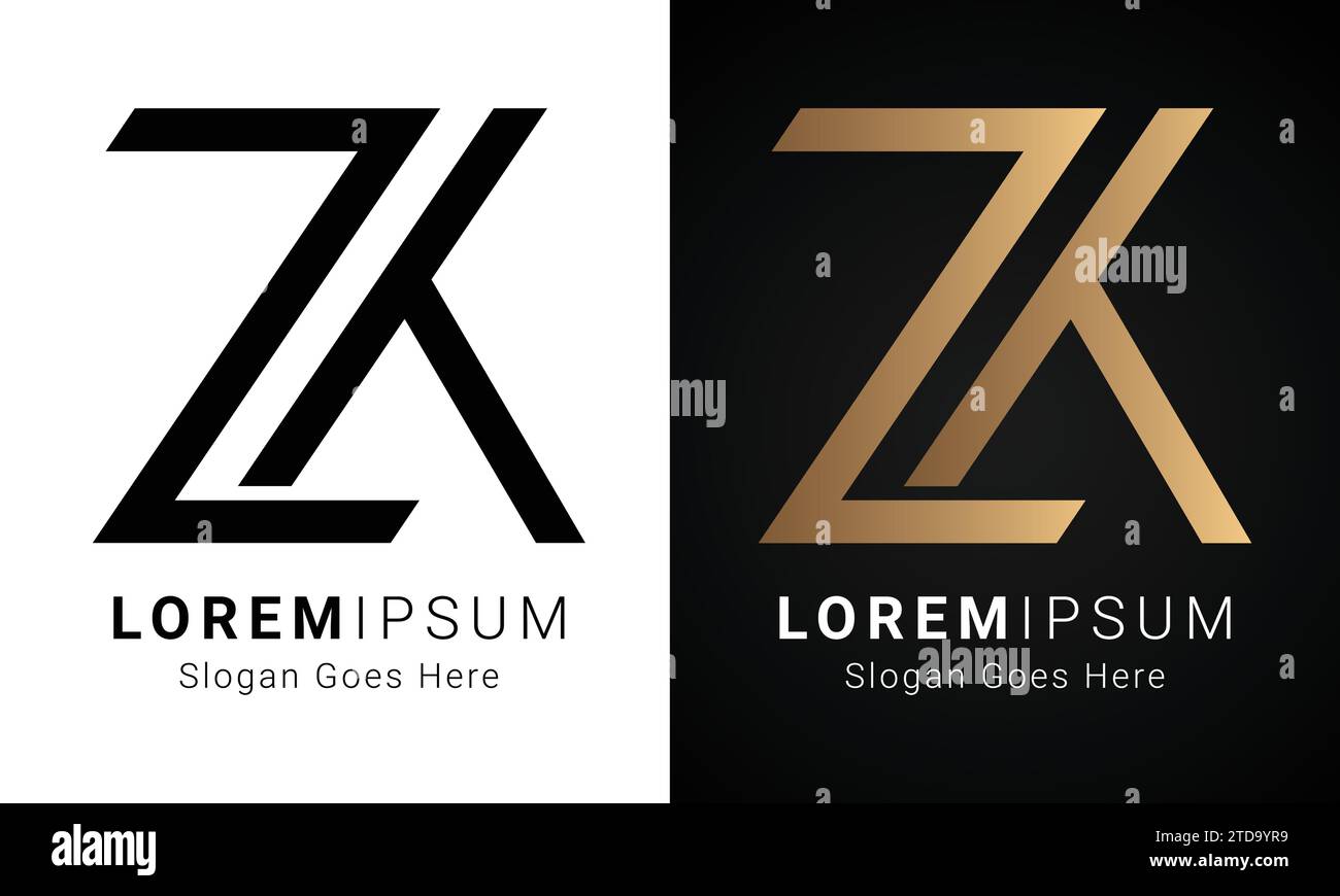 Luxury Initial ZK or KZ Monogram Text Letter Logo Design Stock Vector ...