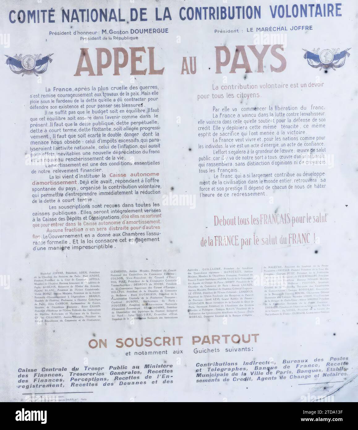 Paris, France Poster calling for the Voluntary Contribution, Economic ...