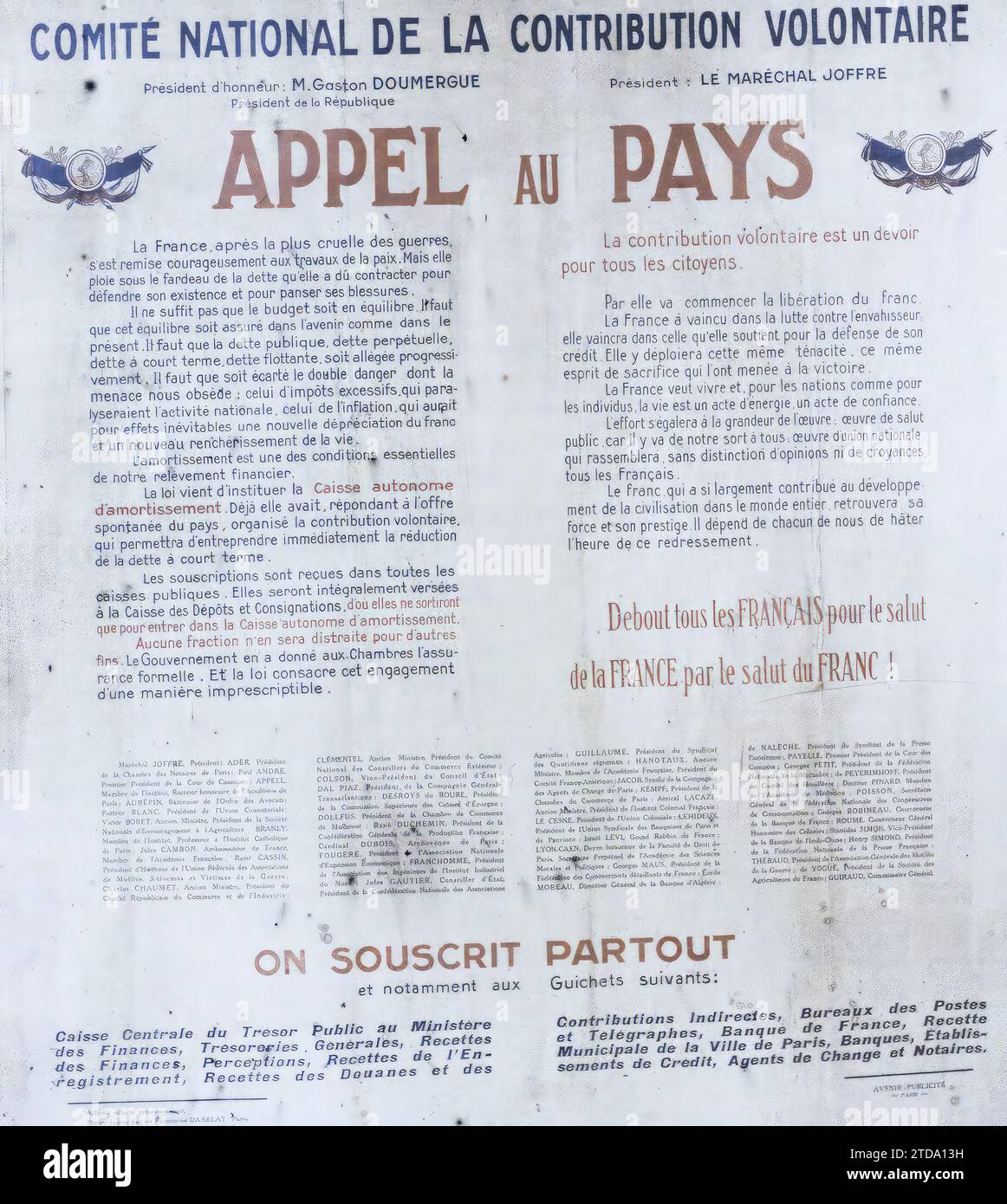 Paris, France Poster calling for the Voluntary Contribution, Economic ...