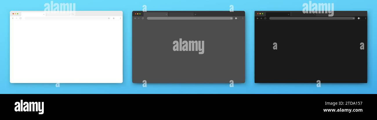 A Set Of Realistic Empty Browser Windows In White Gray And Black With A Toolbar Search Bar And