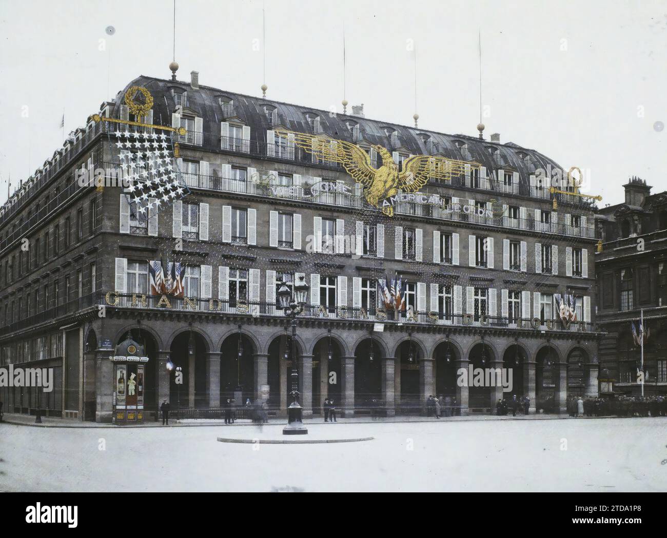 Paris (1st arrondissement), France Decorations on the Louvre stores on ...
