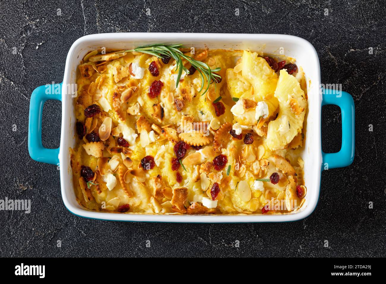 pineapple half-moon rings holiday casserole with cranberries, crackers ...