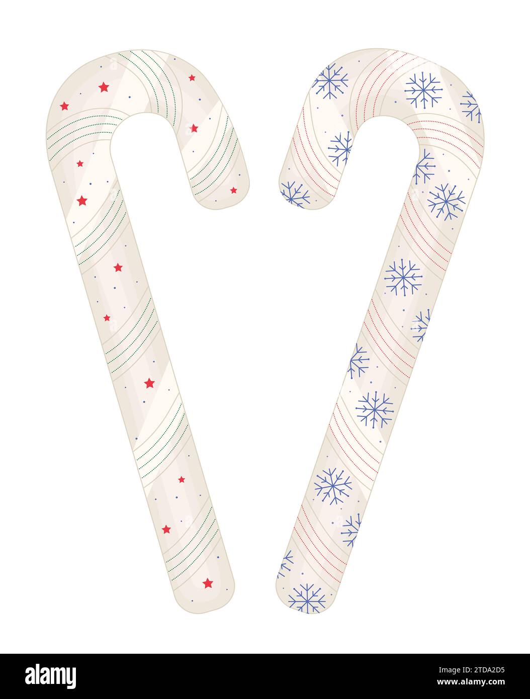 Two candy canes in a shape of heart, illustration in pastel shades ...