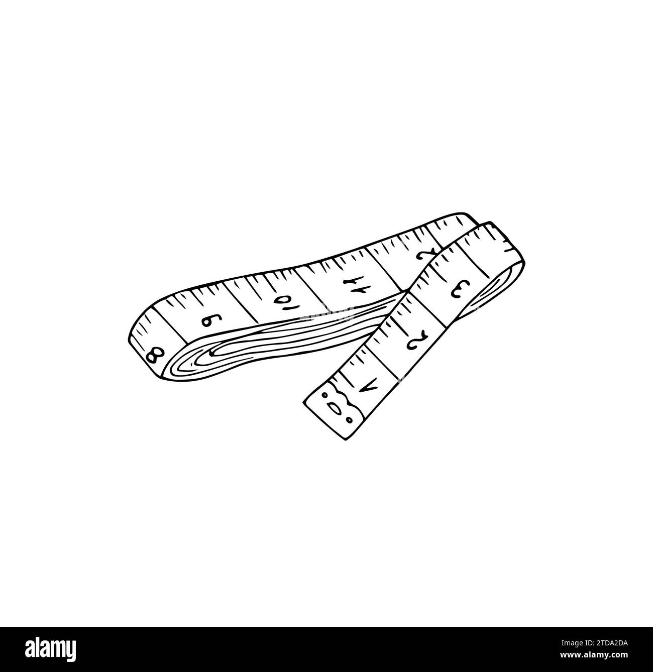 Measuring Tape Outline Doodle Illustration Hand Drawn Sketch Of Metric Ribbon Centimeter Tape
