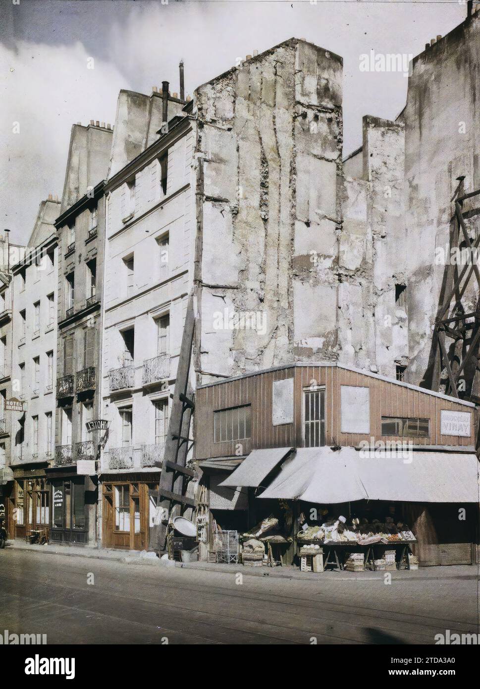Paris (Ve arr.), France Demolition at the corner of Galande and Petit ...