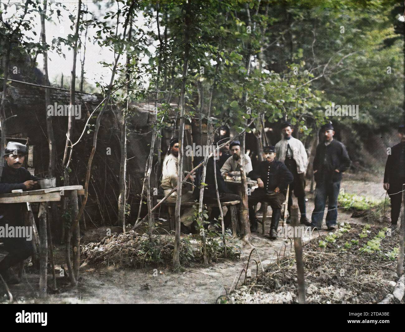 Military uniform group portrait camp front vegetable garden man hi-res ...