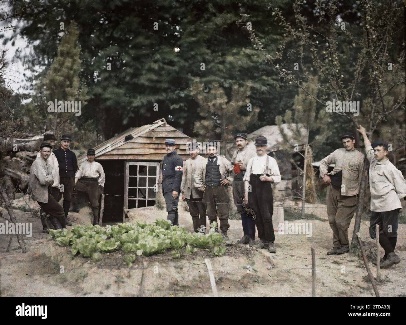 Military uniform group portrait camp front vegetable garden man hi-res ...
