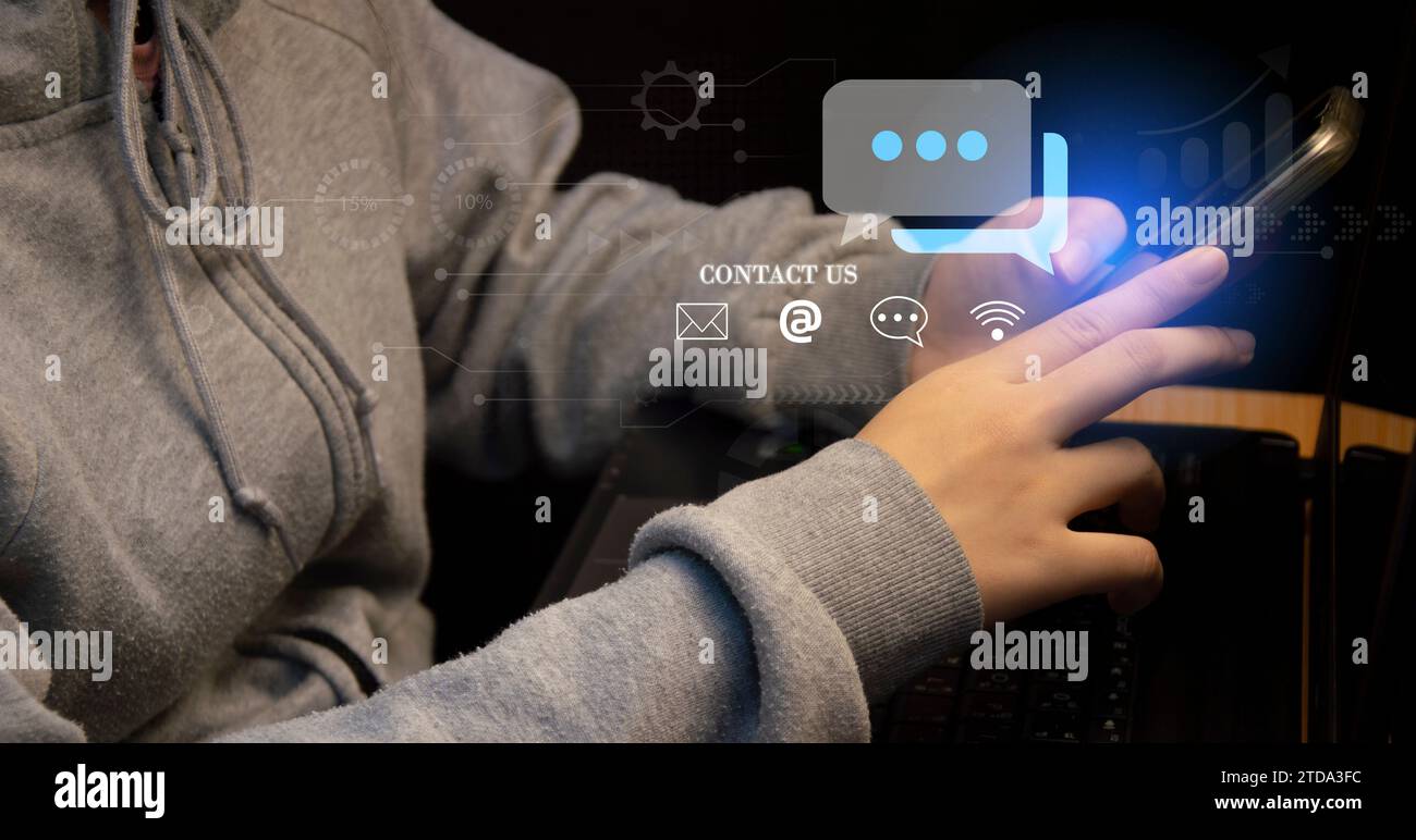 Contact us or Customer support hotline people connect. Businessman ...