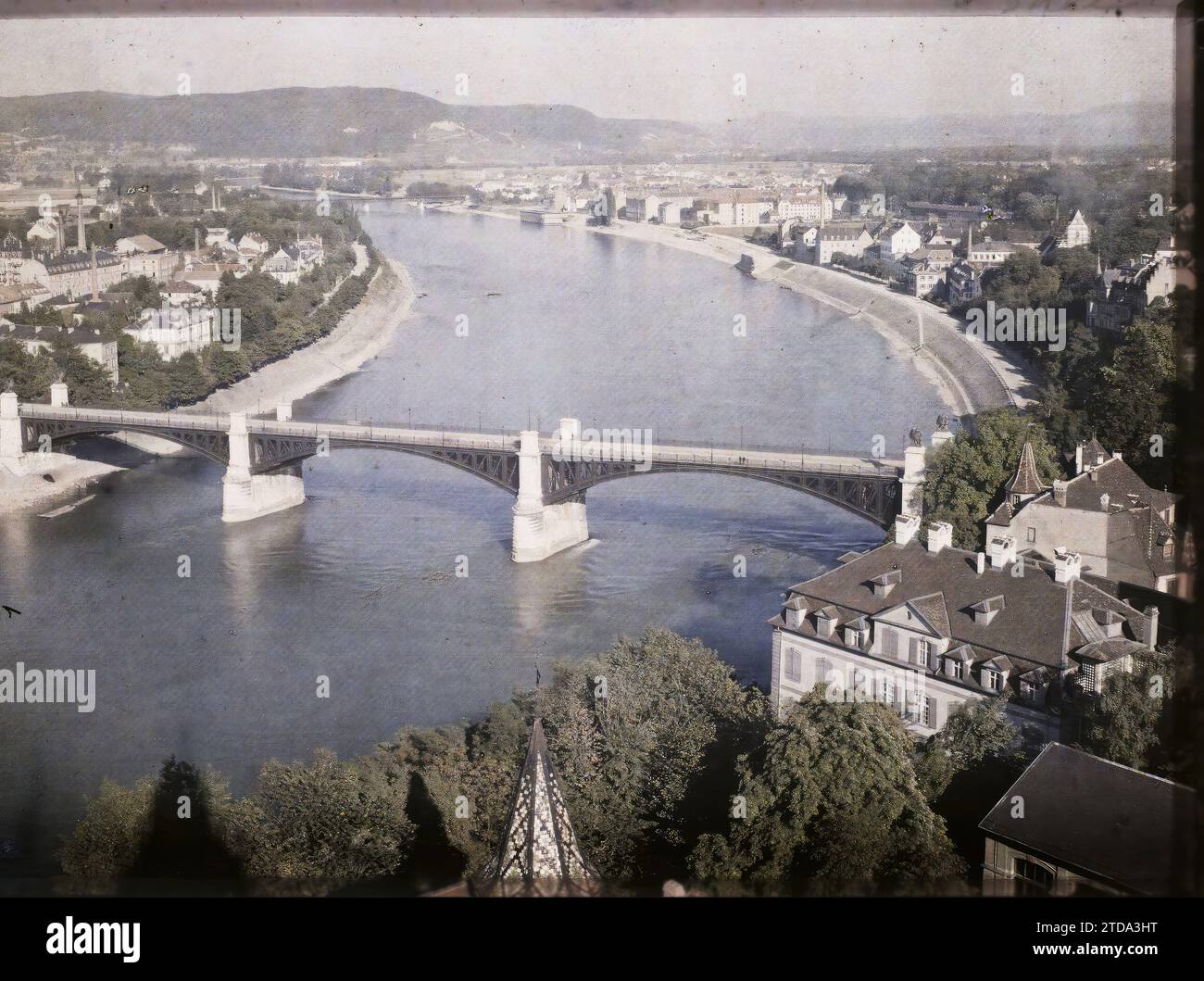 Basel, Switzerland The Wettsteinbrücke on the Rhine and panorama of the ...