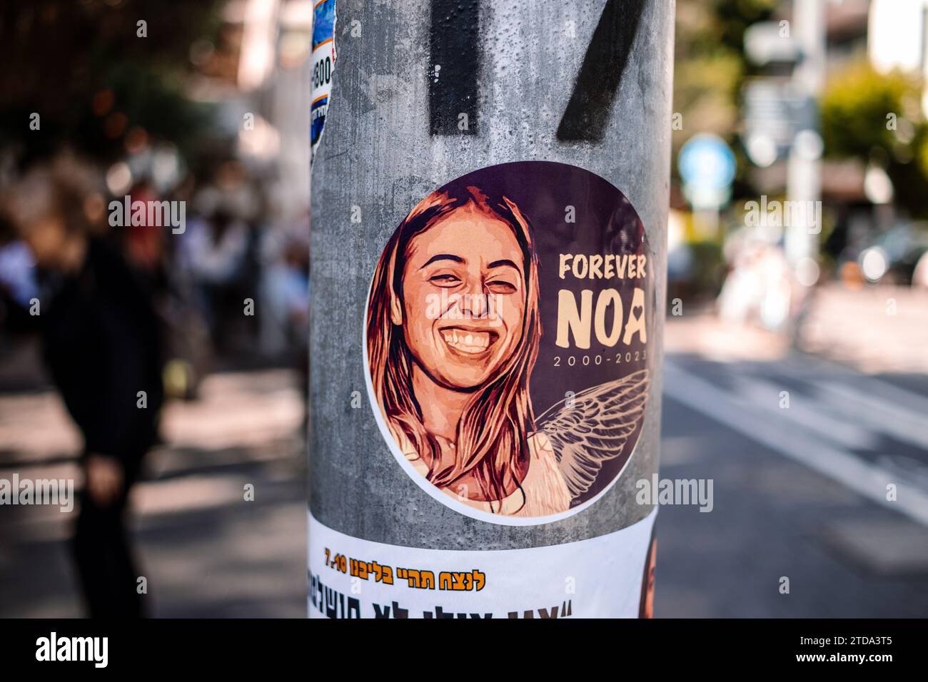 Tel Aviv, Israel - December 16, 2023 Posters of the face of the ...