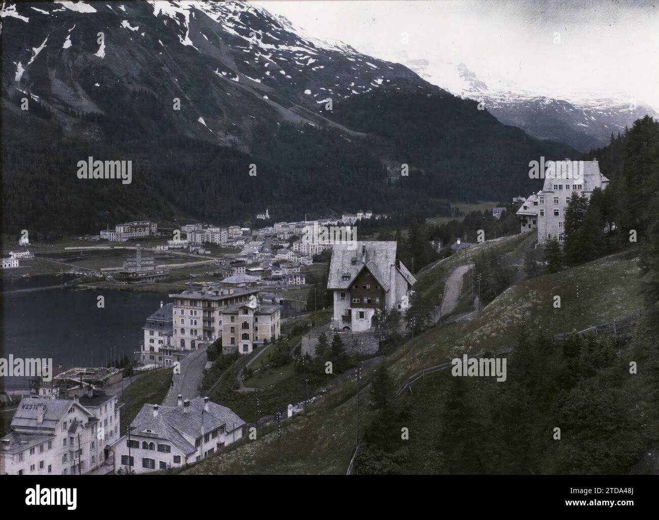 St-Moritz, Switzerland Panorama of St. Moritz-Bad, Nature, Environment ...