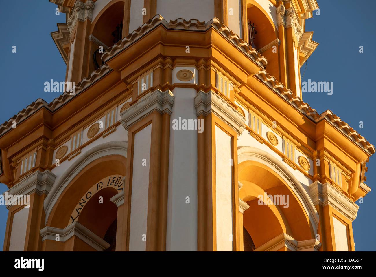 Colorful tower of the Church of Our Lady of the Rosary of Bullas ...