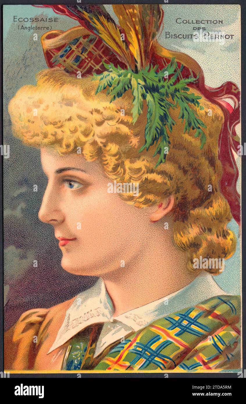 Scottish Beauty - Vintage French Tradecard Stock Photo - Alamy