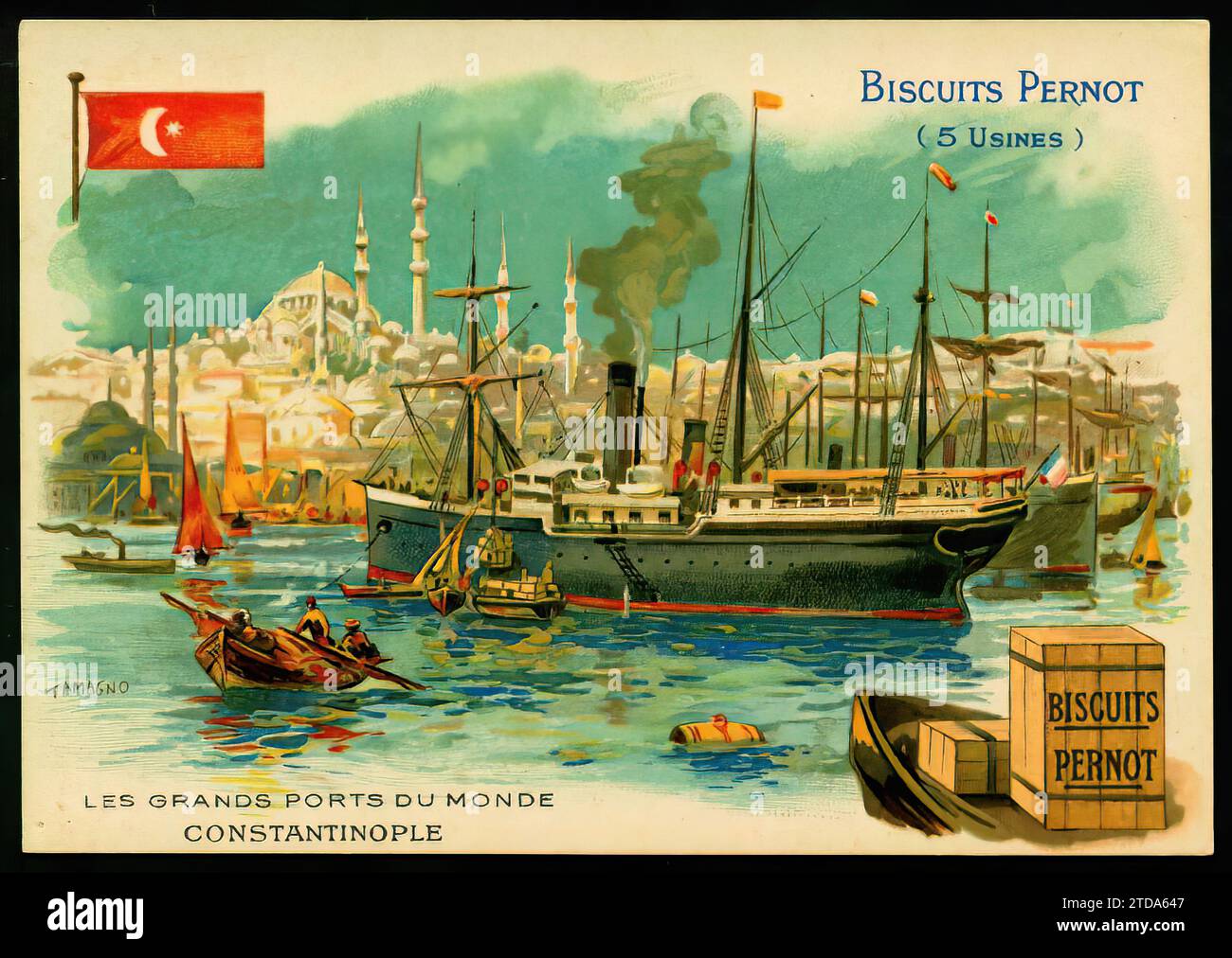 The Port of Constantinople - Vintage French Tradecard Stock Photo - Alamy