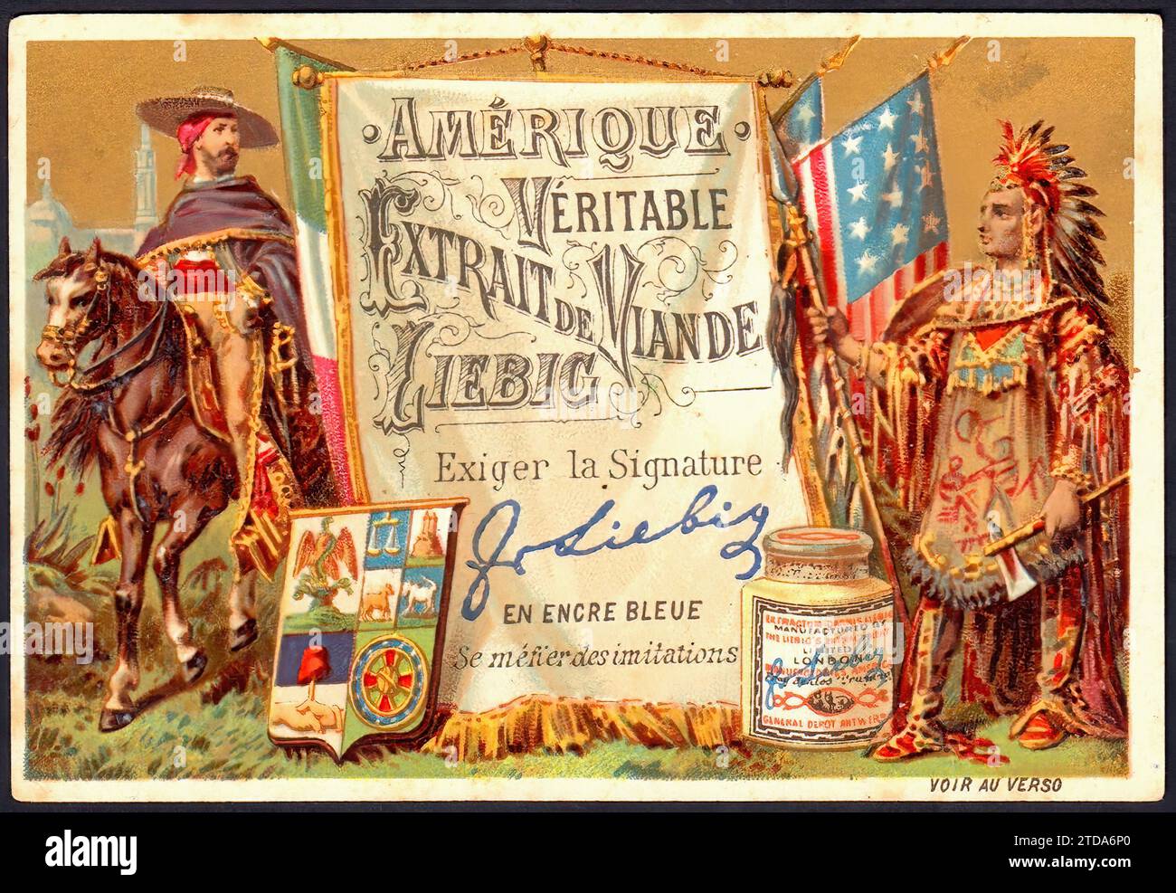 America - Vintage Liebig Trade Card Stock Photo - Alamy