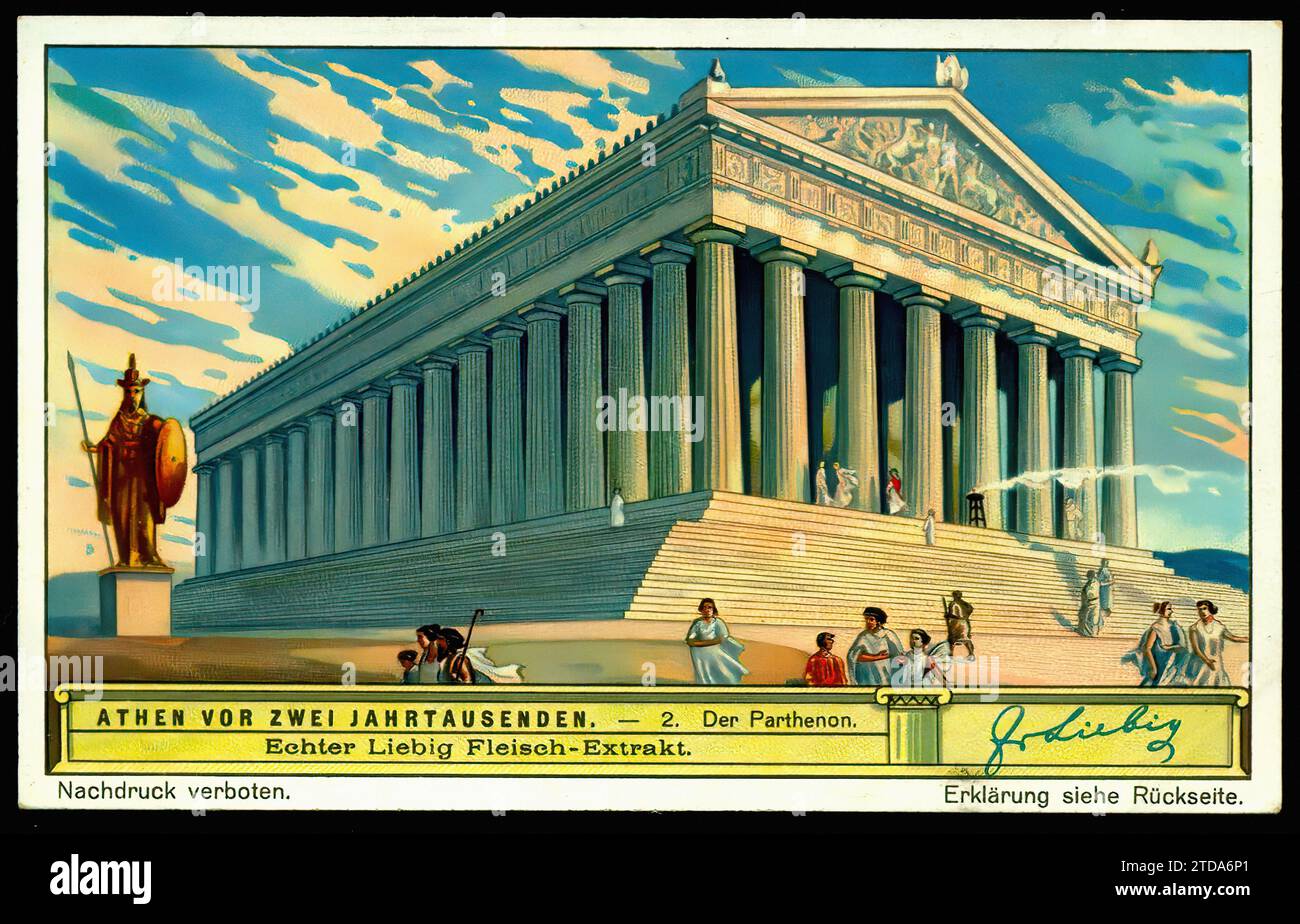 Ancient Athens, The Parthenon - Vintage Liebig Trade Card Stock Photo ...