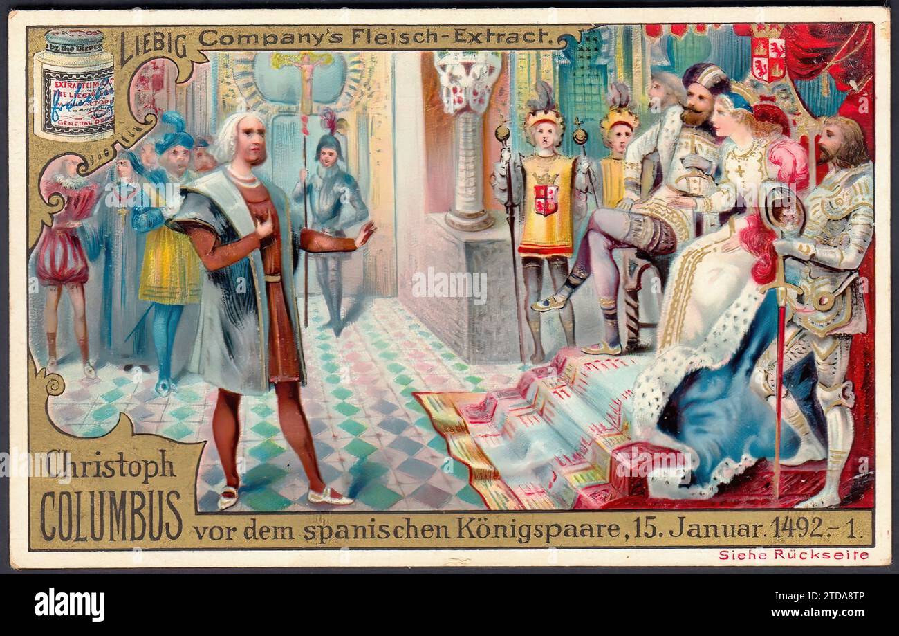 Christopher Columbus - Vintage Liebig Trade Card Tradecard Stock Photo ...