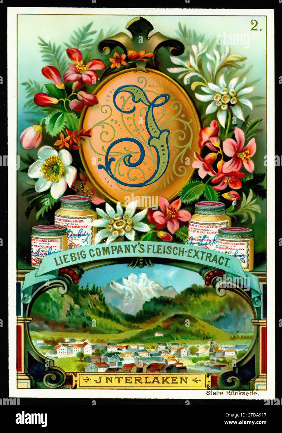 Cities - Interlaken - Vintage Liebig Trade Card Stock Photo - Alamy