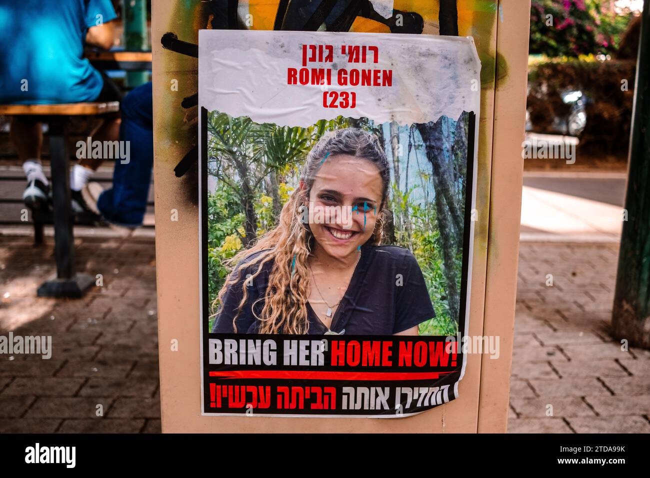 Tel Aviv, Israel - December 16, 2023 Posters of the face of the ...
