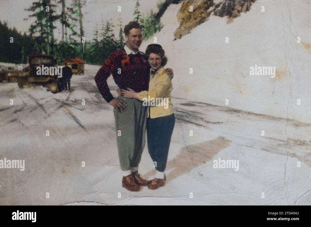 Select all passed Vintage Hand Tinted photograph of a couple in their ...