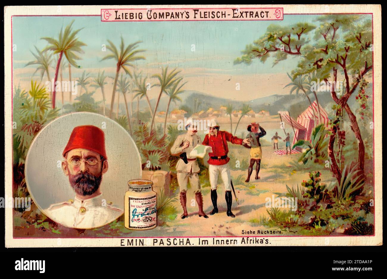 Famous Explorers - Emin Pascha - Vintage Liebig Trade Card Stock Photo ...