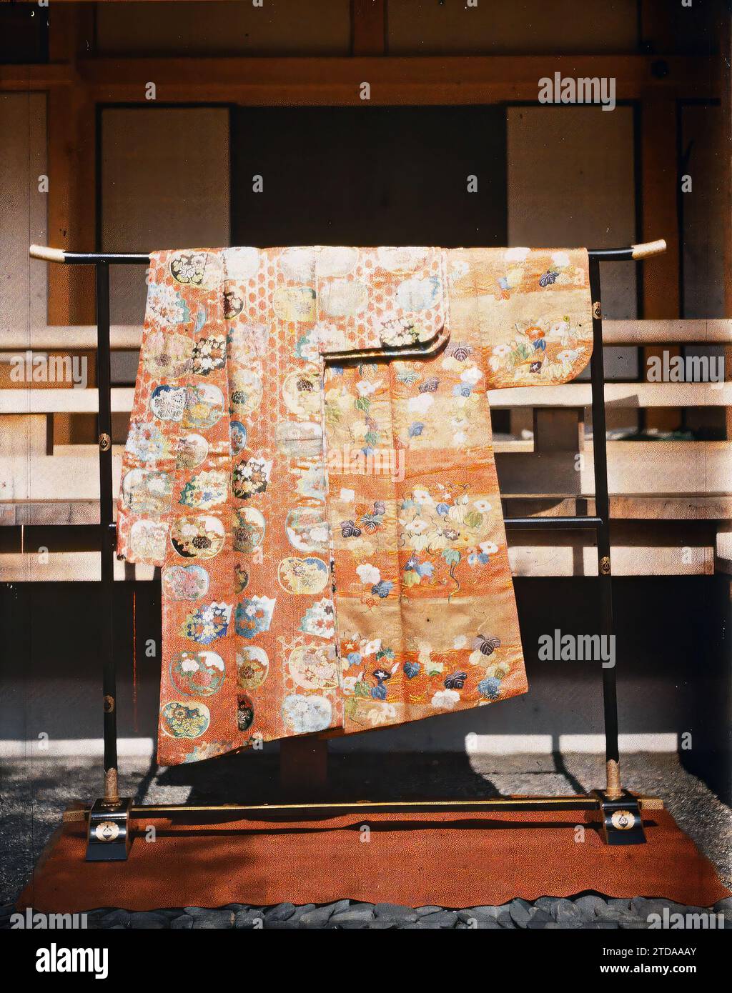 Kyoto, Japan Noh theater costume: kosode in kara-ori with fan and ...