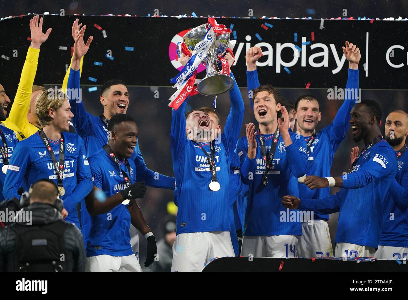 Rangers' Scott Wright celebrates with the trophy after victory against ...