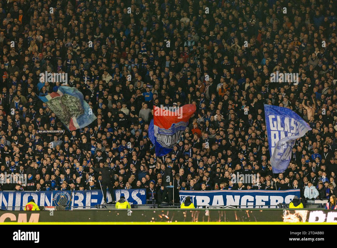 Glasgow, Scotland. 17 December 2023. Rangers fans celebrate their goal ...