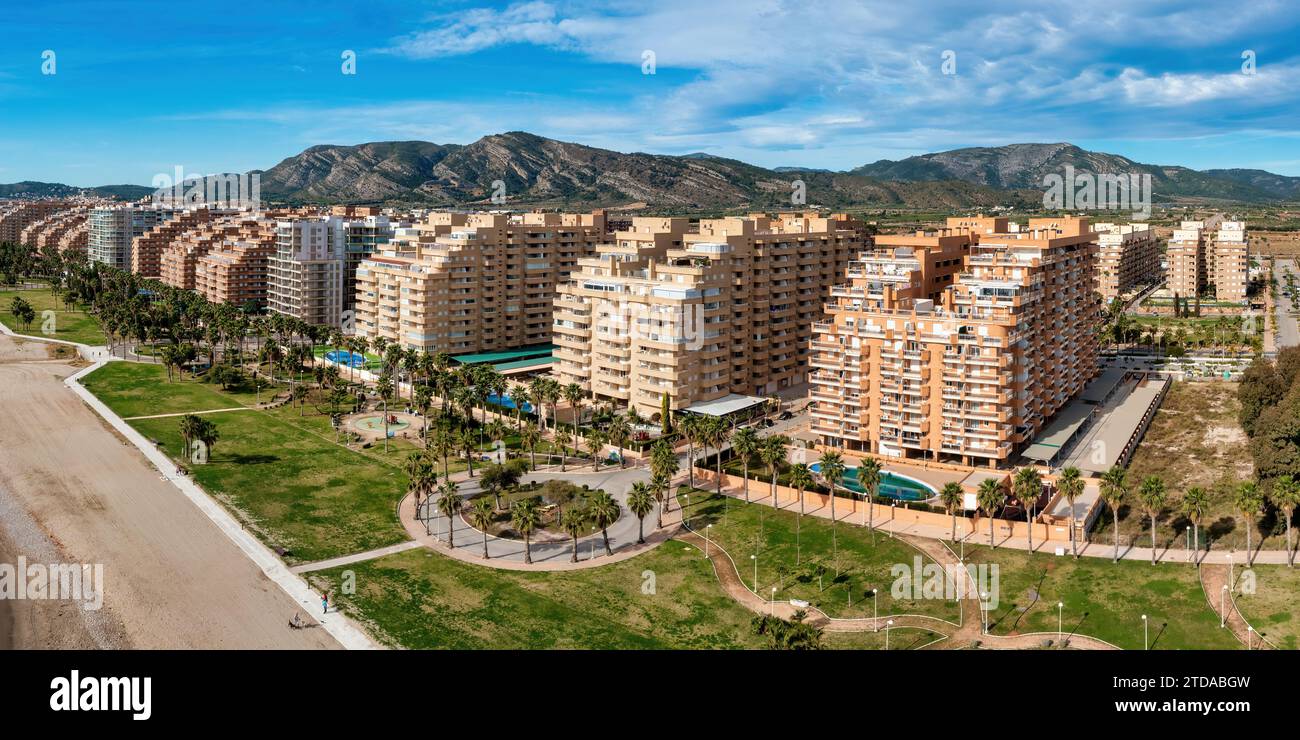 Beach and green space at Marina D'Or in Oropesa del Mar, Spain Stock ...