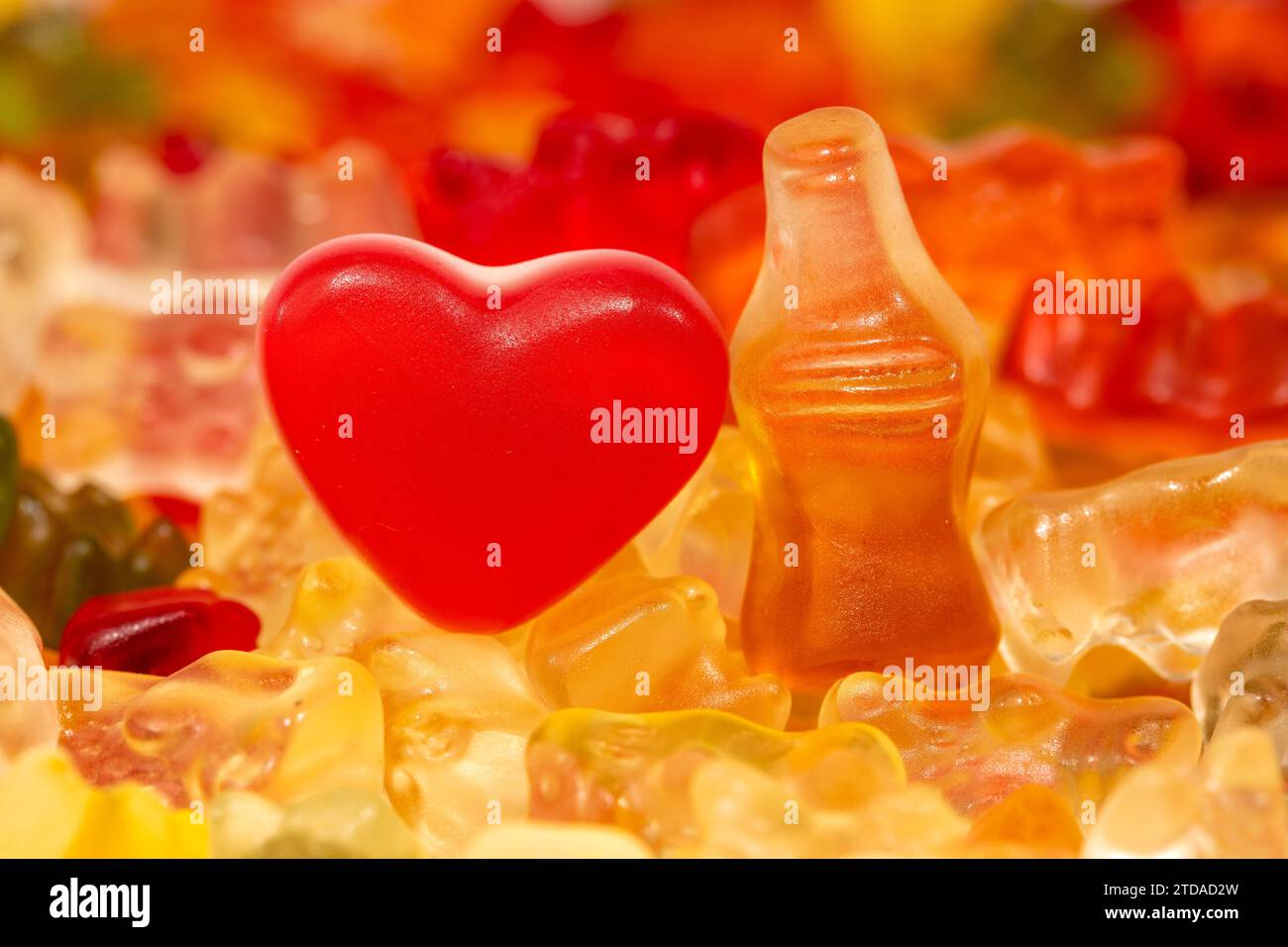 I love Concept - Cola Gummi Bottle with Red Heart Stock Photo - Alamy