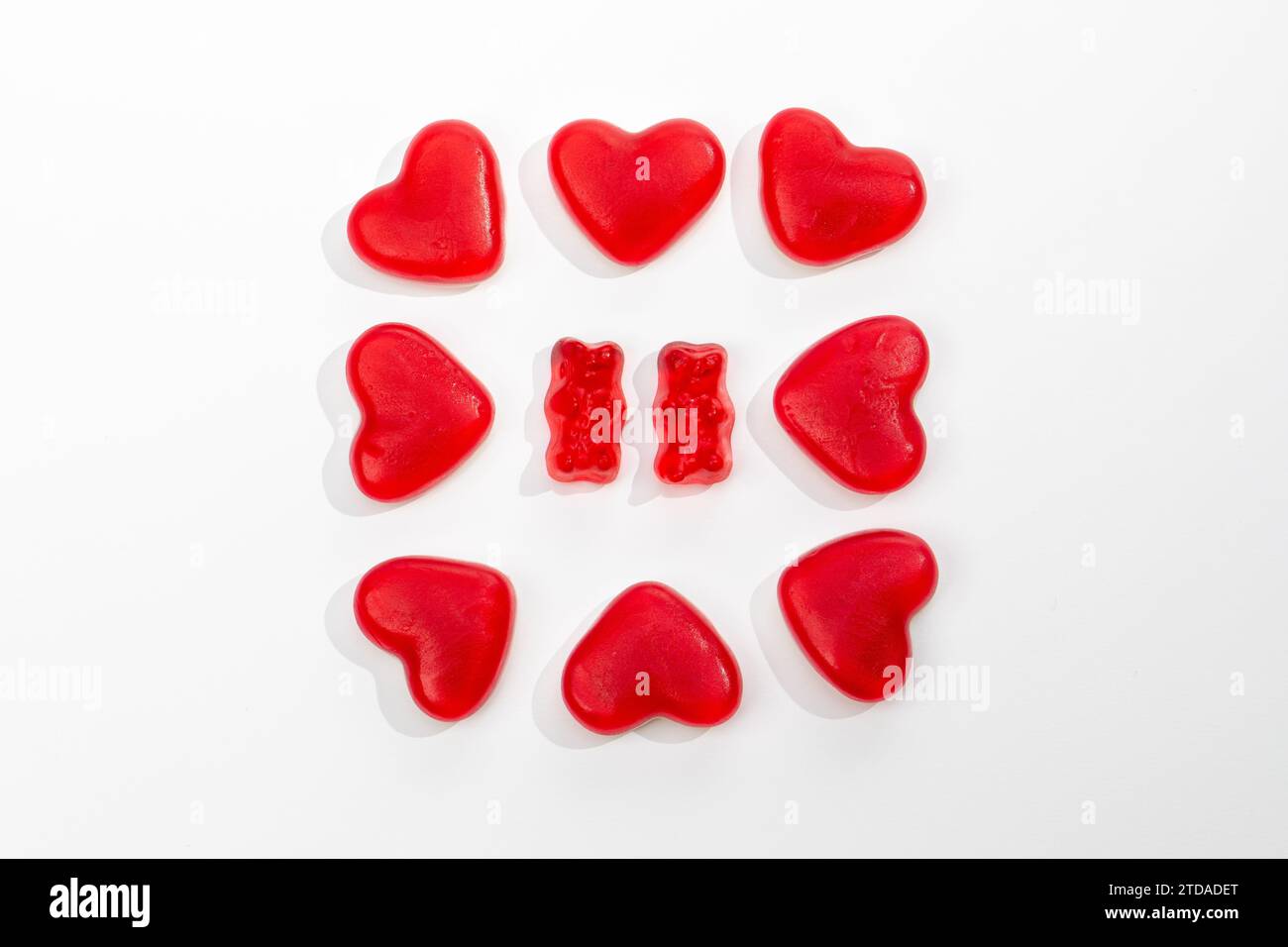 Love Concept with red hearts candy Stock Photo - Alamy