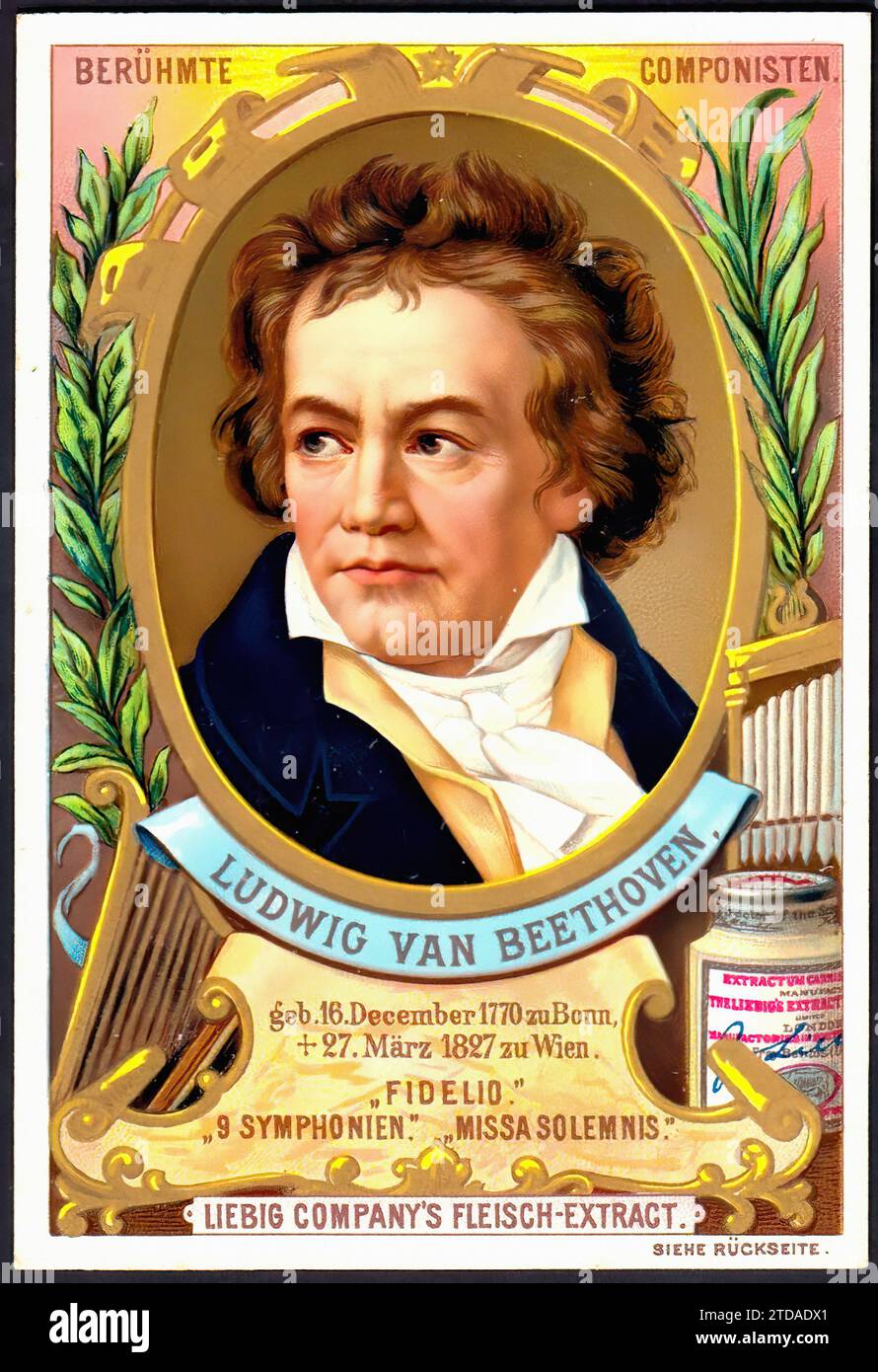Ludwig Van Beethoven - Vintage Liebig Trade Card S374 Composers Stock ...