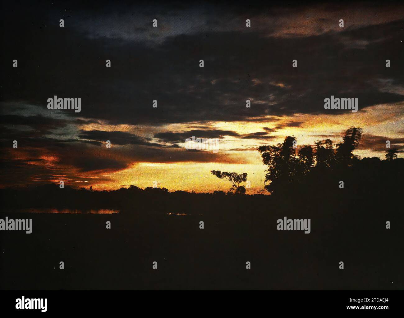 surroundings of Hà-nôi, Hainoi Vietnam, Tonkin, Indochina A sunset on ...