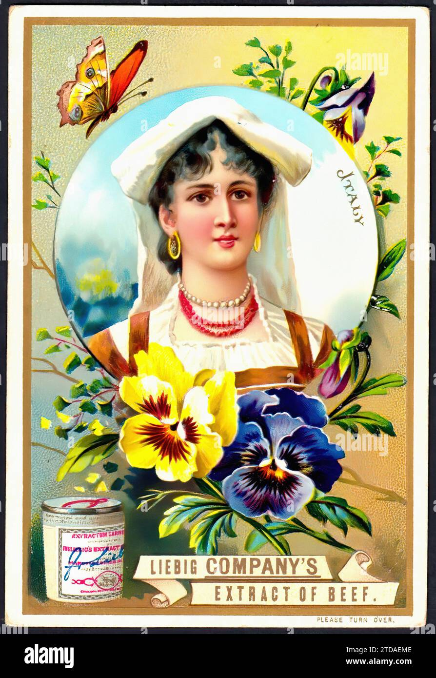 National Beauties - Italy - Vintage Liebig Trade Card Stock Photo - Alamy