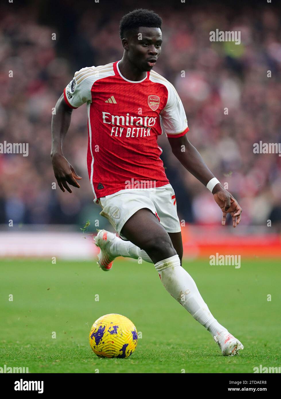 Arsenal's Bukayo Saka during the Premier League match at the Emirates ...