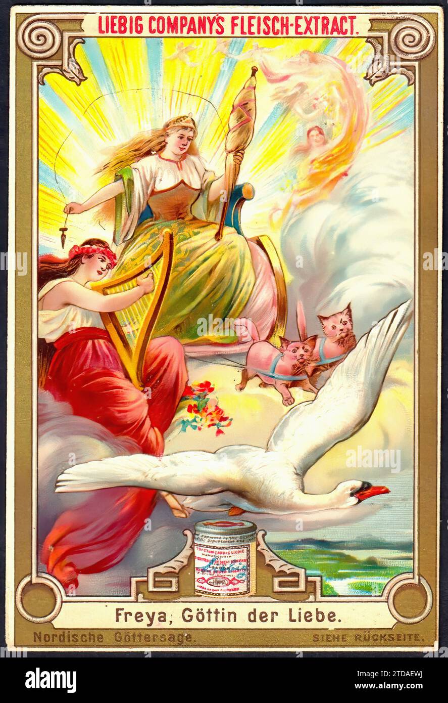Norse Mythology - Freya - Vintage Liebig Trade Card Stock Photo - Alamy