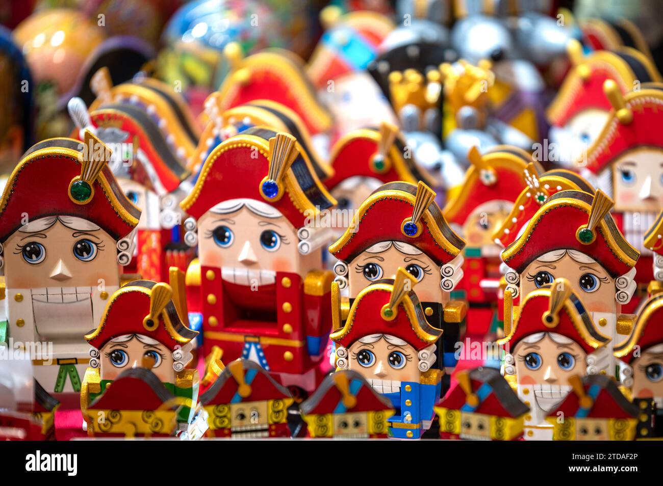 Nutcracker character figurines display in shop window before christmas ...