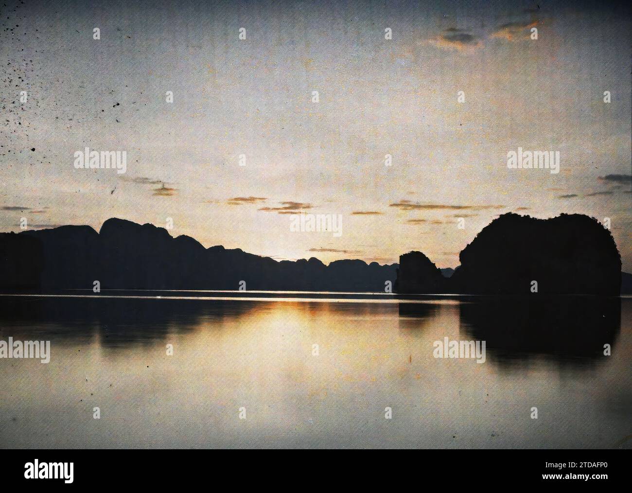 Ha-long Bay, Tonkin, Indochina A sunrise on the rocks of the 'Union ...