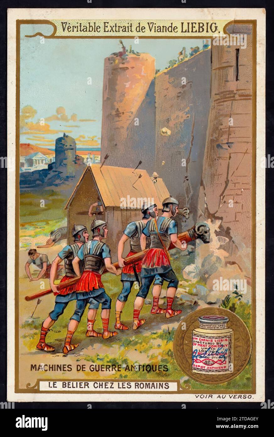 Roman Battering Ram - Vintage Liebig Trade Card Tradecard Stock Photo ...