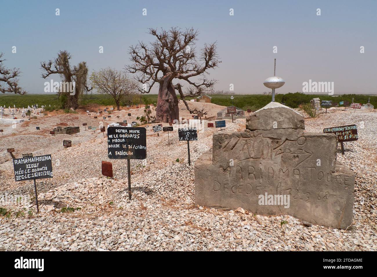 Christian & Muslim Cemetery on Shell island Joal-Fadiouth Senegal Stock ...