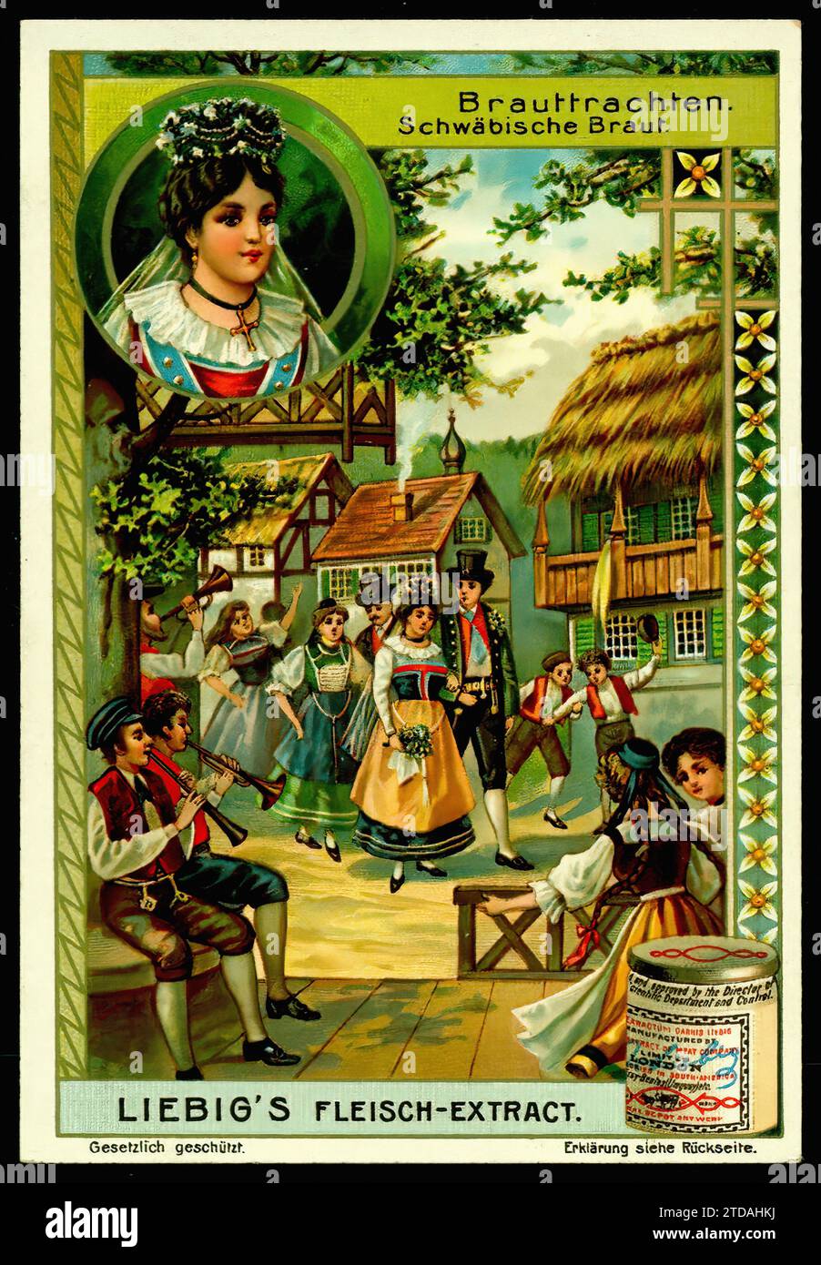 Schwabian Bridal Costume - Vintage Liebig Trade Card Tradecard Stock ...