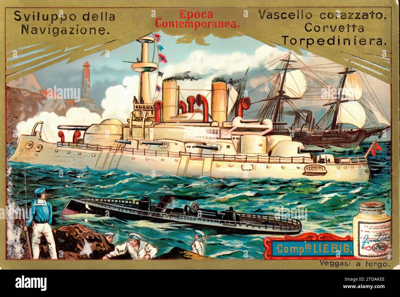 The Evolution of Ships, Modern Warships - Vintage Liebig Trade Card ...