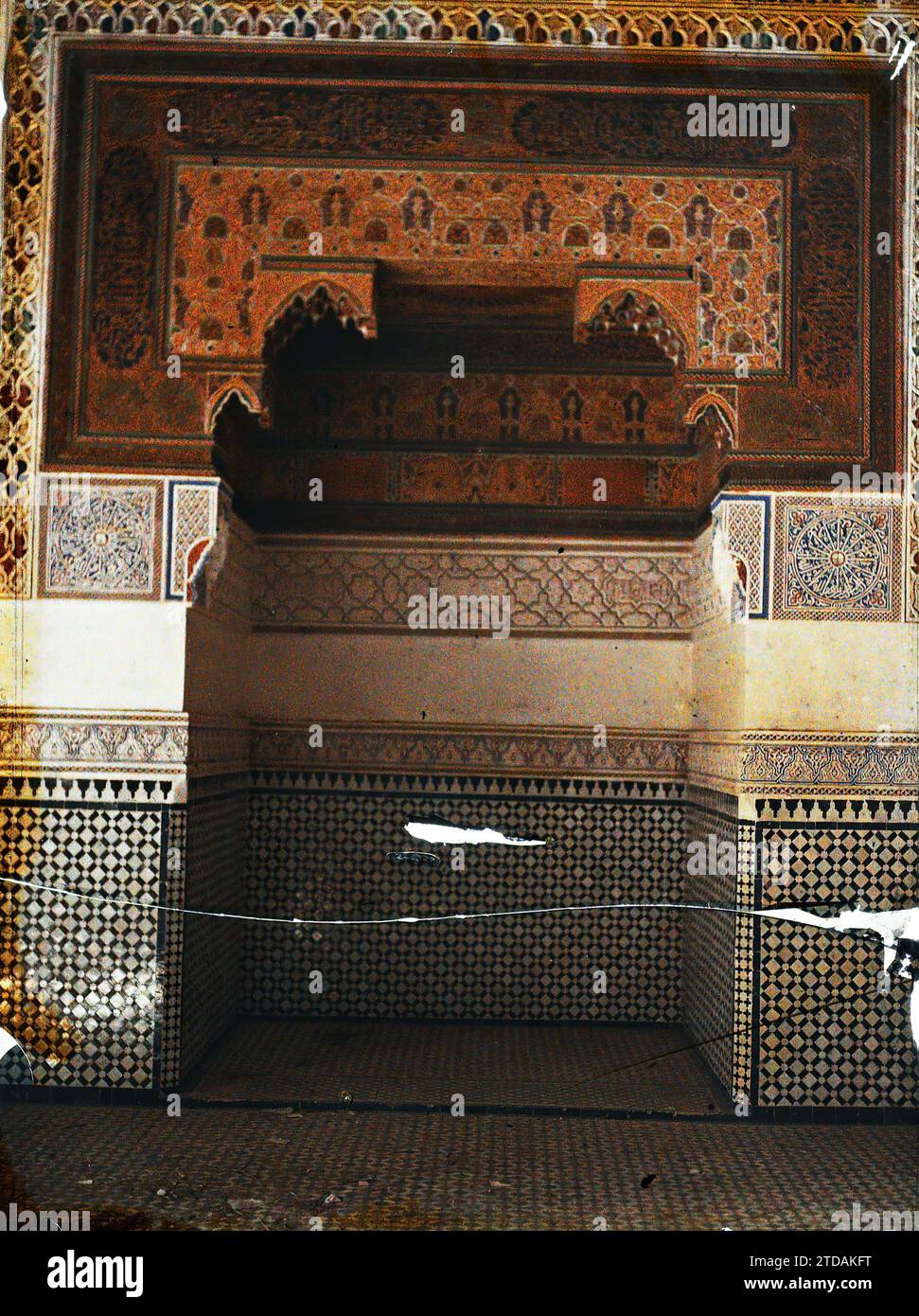 Marrakech, Morocco Interior of a residence (Mihrab?), Art, Zellige ...