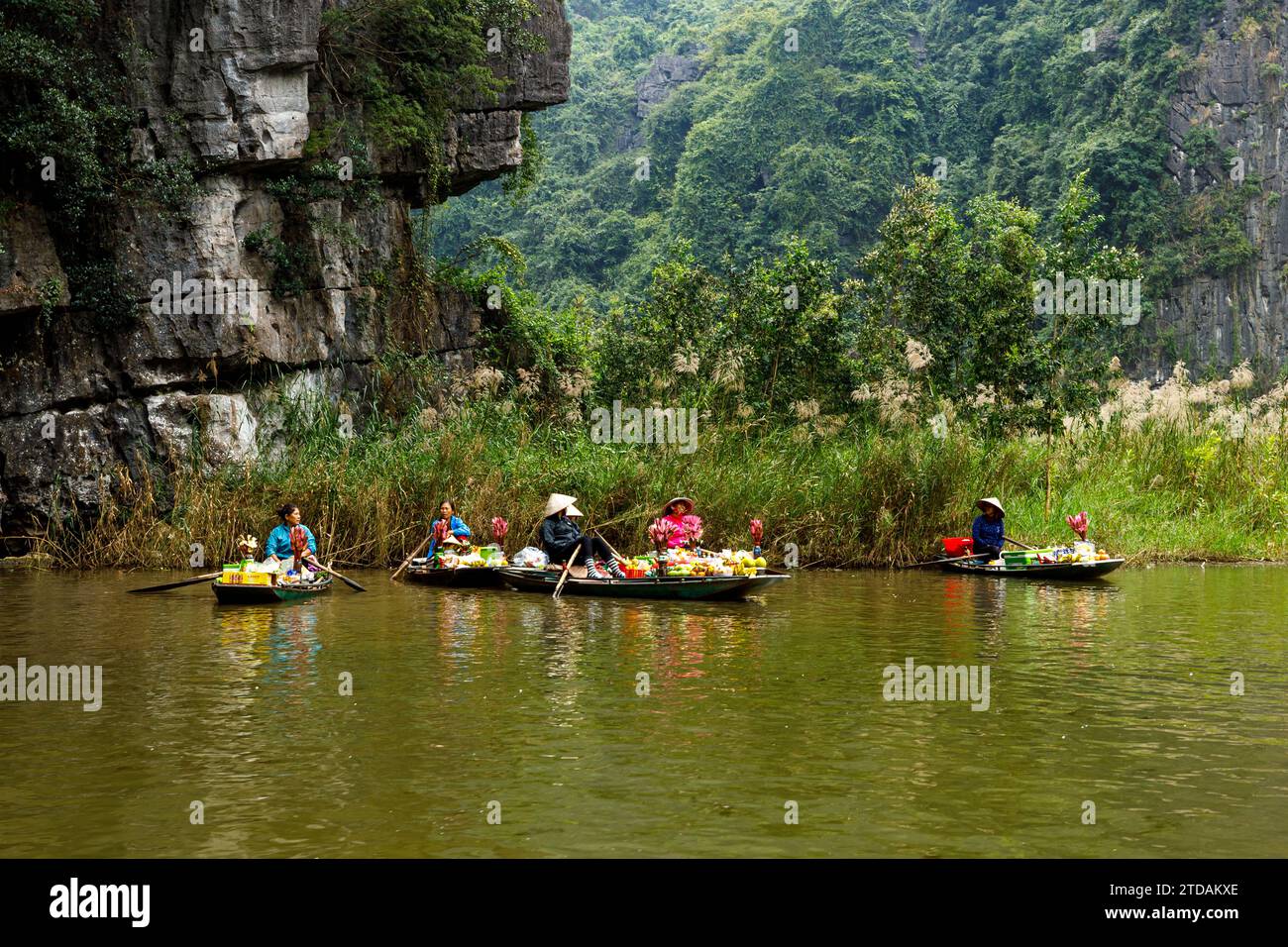 Tourist on a boat tour at Tam Coc in vietnam Stock Photo - Alamy