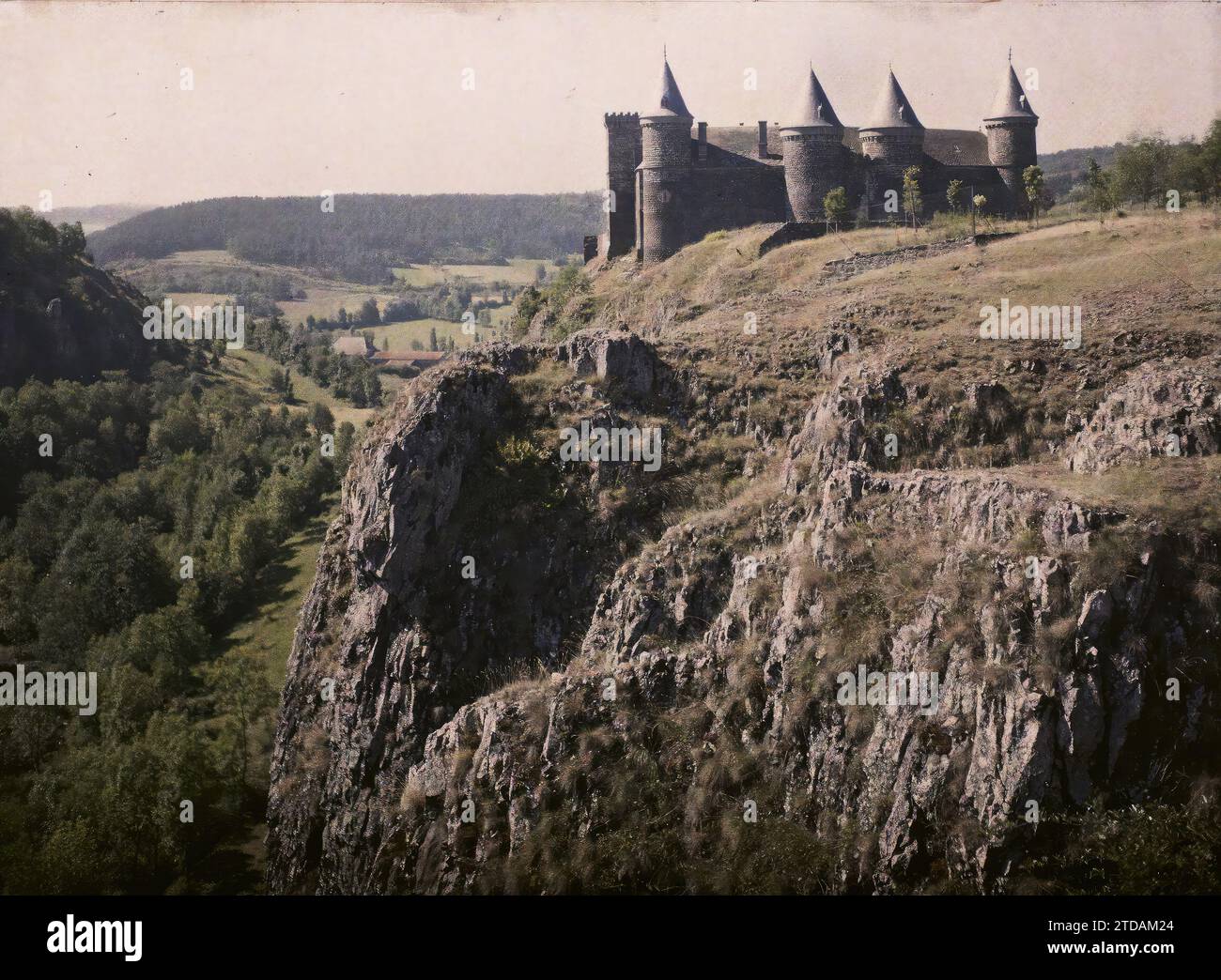 Andelat, France The Château du Sailhant, seen from the Babory ravine ...