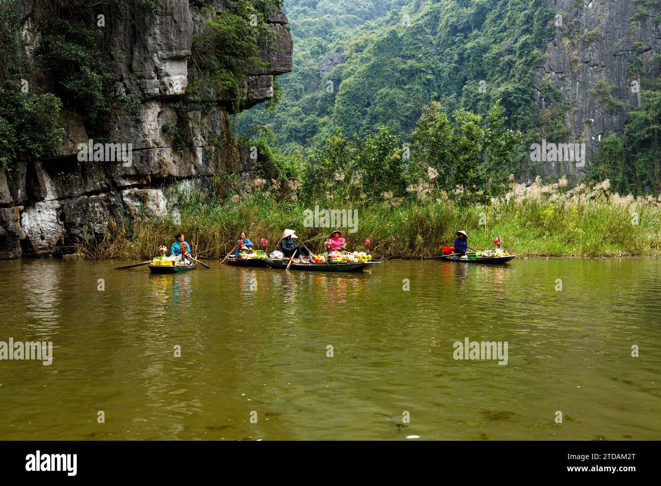 Tourist on a boat tour at Tam Coc in vietnam Stock Photo - Alamy
