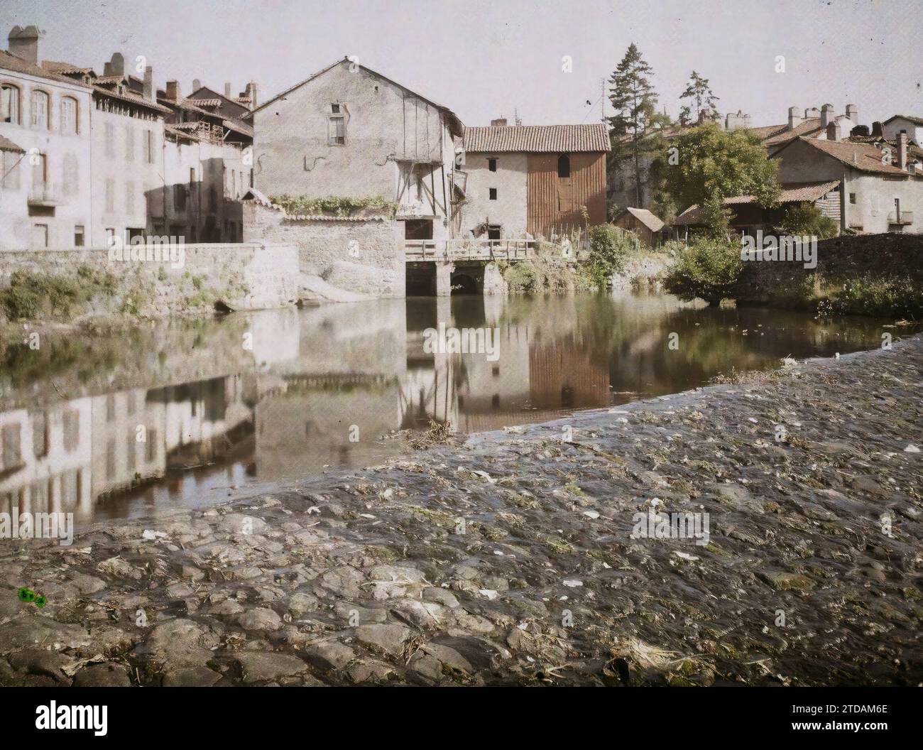 Aurillac, France The Gravier waterfall, Pont Rouge district, Habitat ...