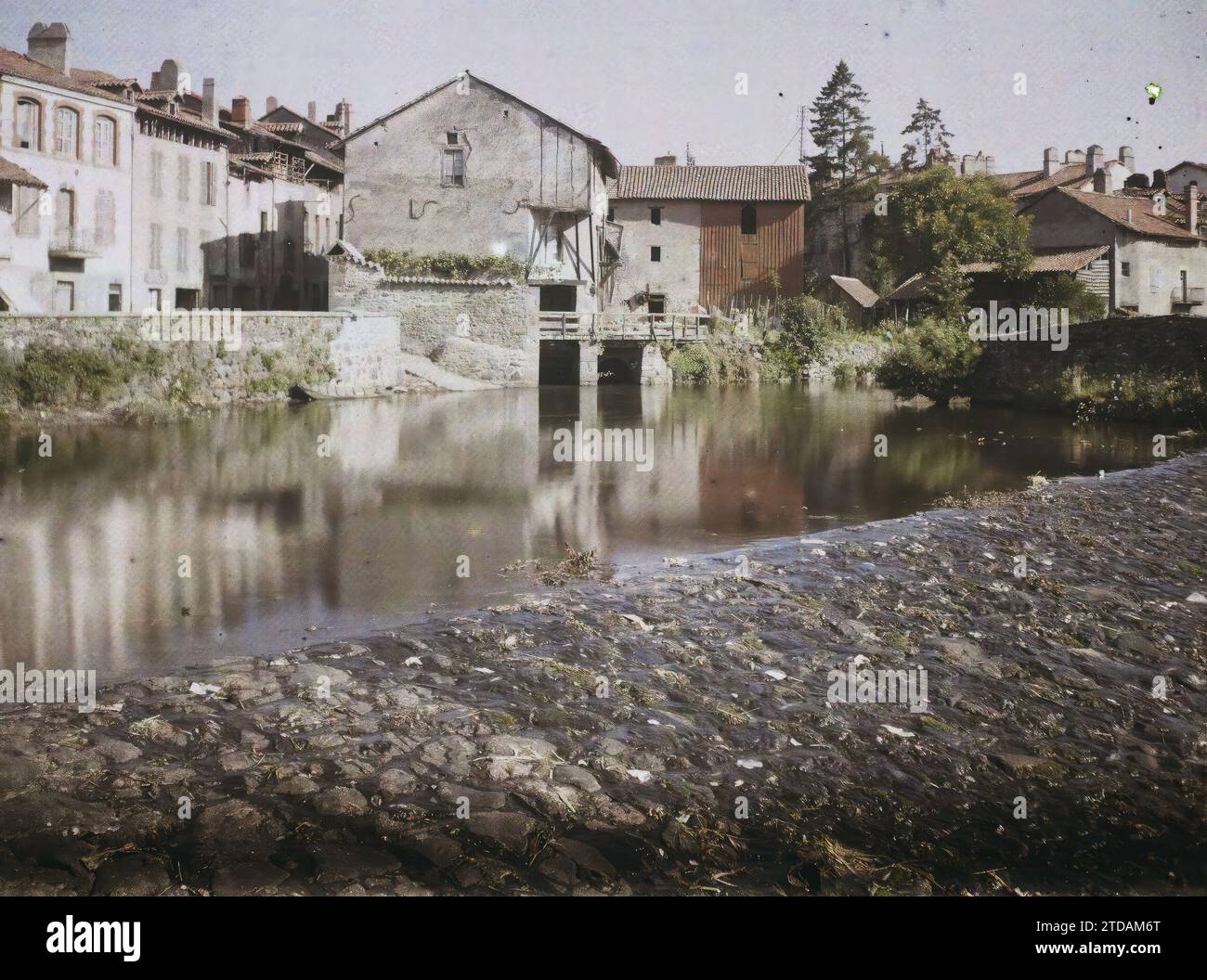 Aurillac, France The Gravier waterfall, Pont Rouge district, Habitat ...